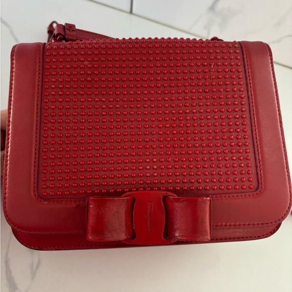 Salvatore Ferragamo | Bags | Salvatore Ferragamo Red Studded Crossbody ...